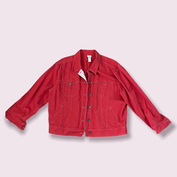 Jackets & Coats | Vintage Jjill Red Denim Jacket | Poshmark